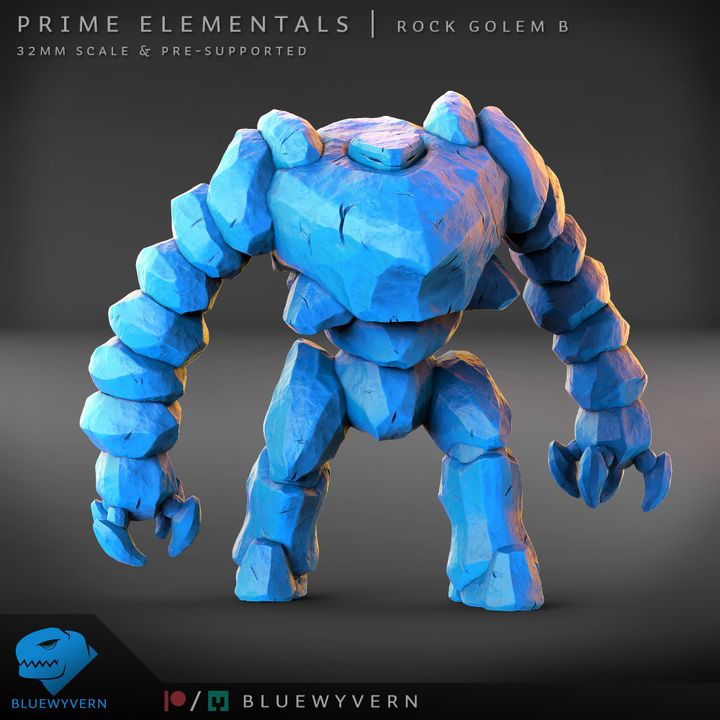 3D Printable Prime Elementals - Rock Golem B by BlueWyvern