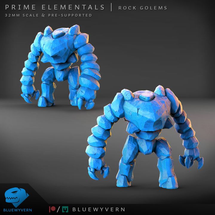 3D Printable Prime Elementals - Rock Golems by BlueWyvern