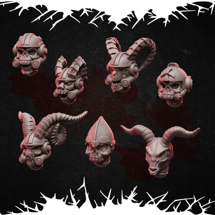 3D Printable Horror Marines HEADS by Crosslances