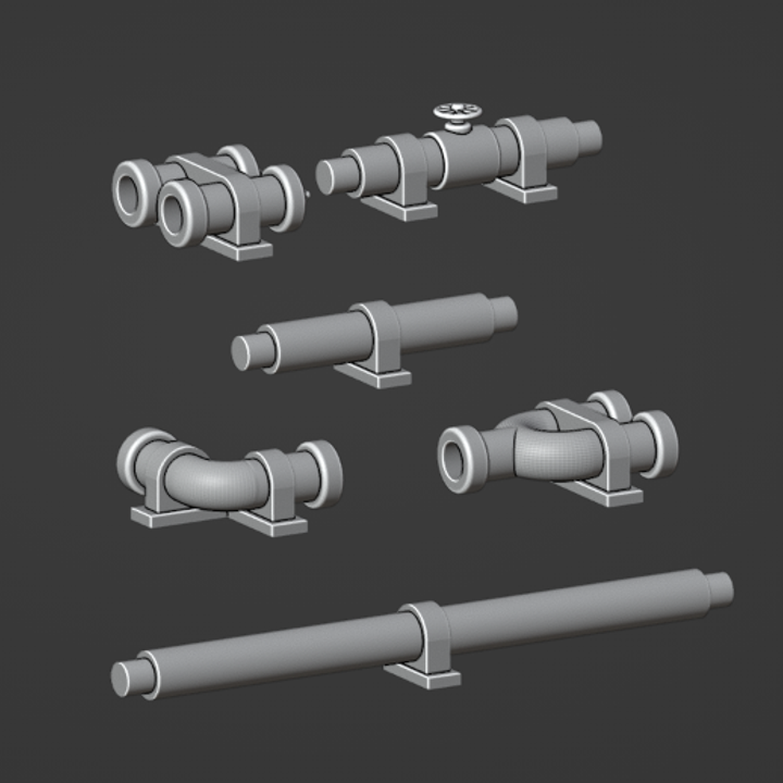 3D Printable Science Fiction Wall Pipes Two Set by Michael Crossman