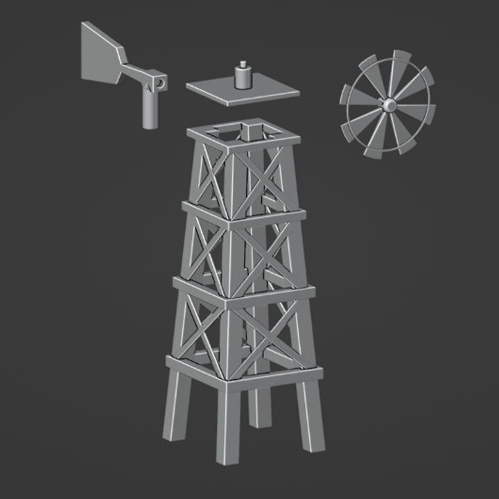 3D Printable Wild West Windmill by Michael Crossman