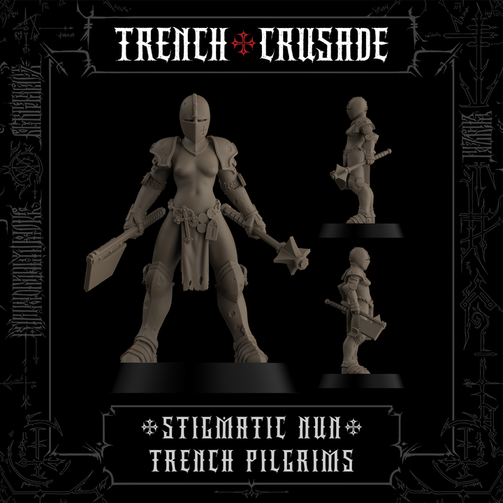 3D Printable Trench Crusade - Stigmatic nun (Axe, Mace) - Trench ...