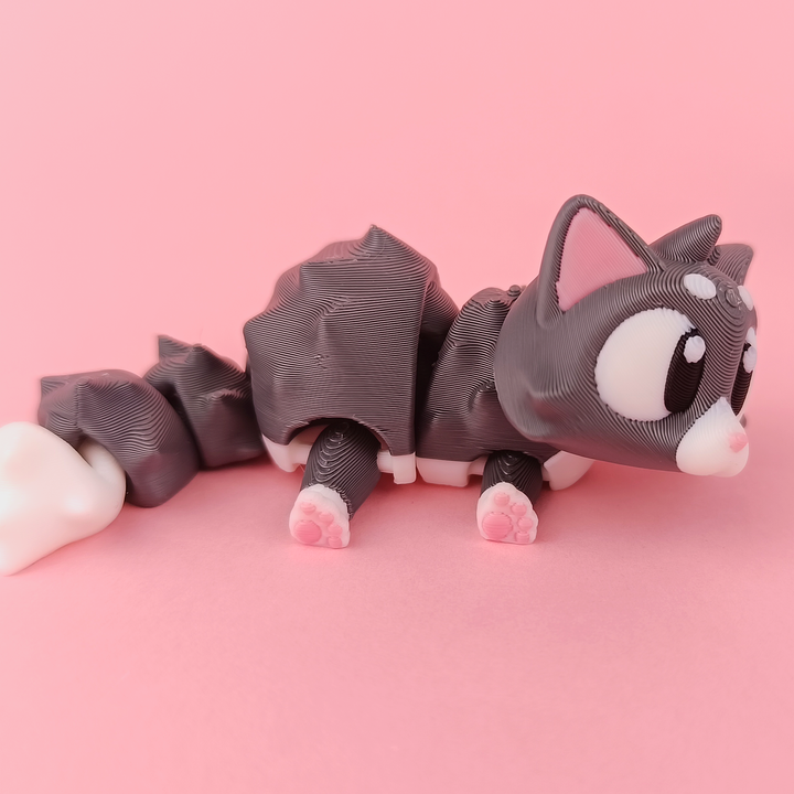 3D Printable Flexi Cat Print-in-place by 3DGOB