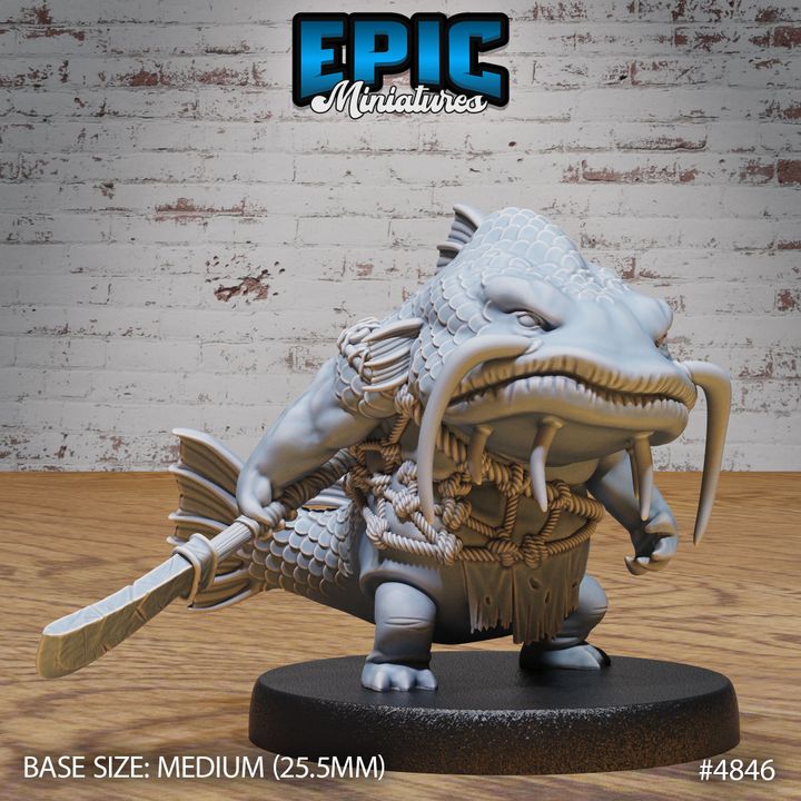 3D Printable Catfish Folk / Fish Tribe Warrior / Underwater Fighter ...