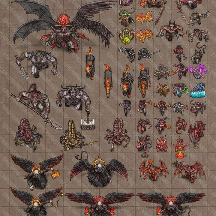 3D Printable Demonic Foulness Virtual Tabletop Token Set / VTT Tokens ...