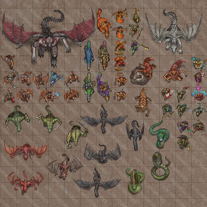 3D Printable Reptiles of War Virtual Tabletop Token Set / VTT Tokens ...