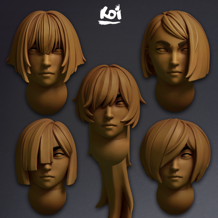 3D Printable Tsukoyomi's Priestess - Miniature heads by DennyKoi