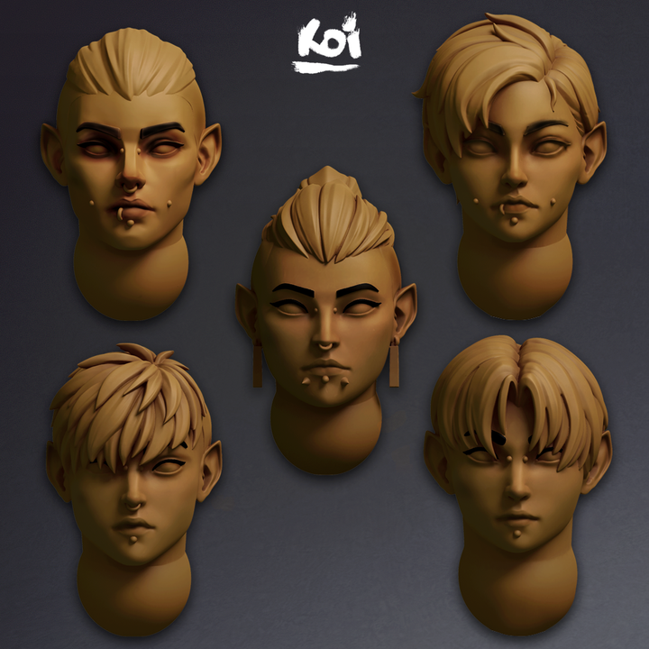 3D Printable Velvet Blades - Miniature heads by DennyKoi