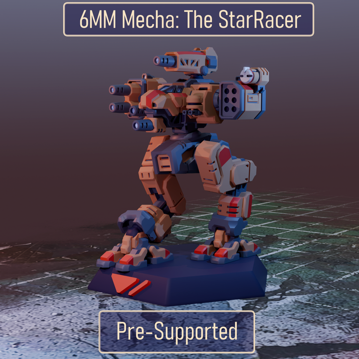 3D Printable 6mm Mech: Fixed Pose StarRacer by Mako Prints