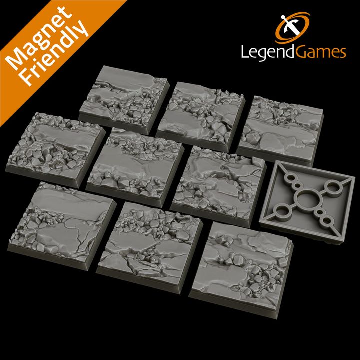 3D Printable LegendGames 40mm Square Natural Stone Bases by Legend Games