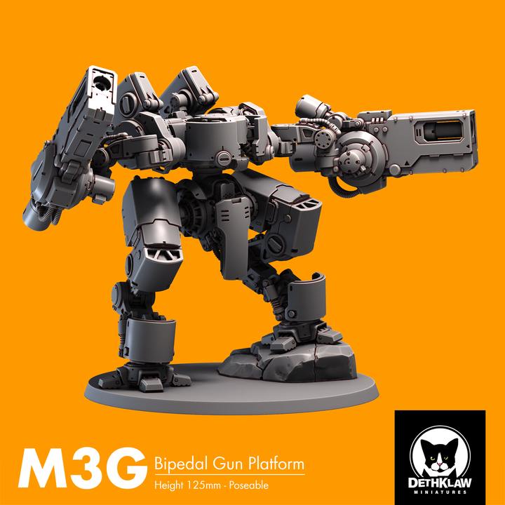 3D Printable M3G - Robot - Bipedal Gun Platform by DethKlaw Miniatures
