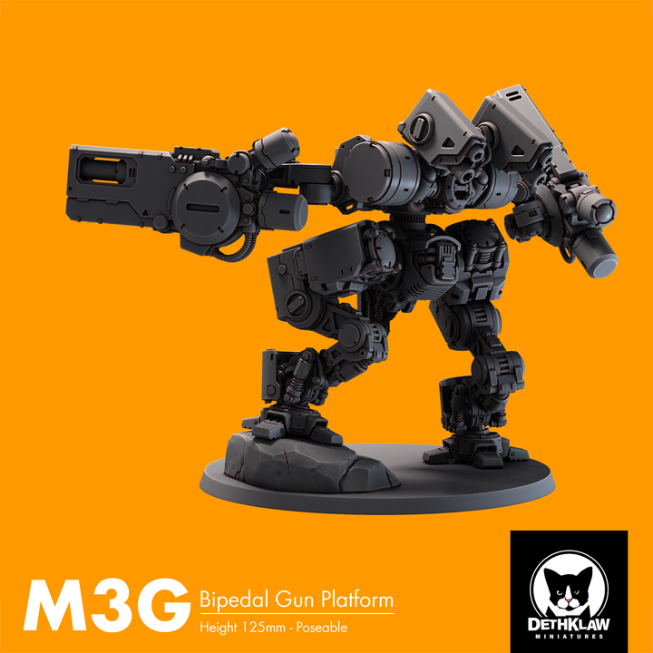 3D Printable M3G - Robot - Bipedal Gun Platform by DethKlaw Miniatures