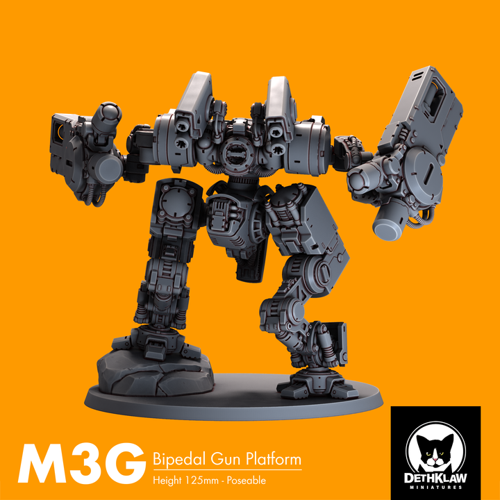 3D Printable M3G - Robot - Bipedal Gun Platform by DethKlaw Miniatures