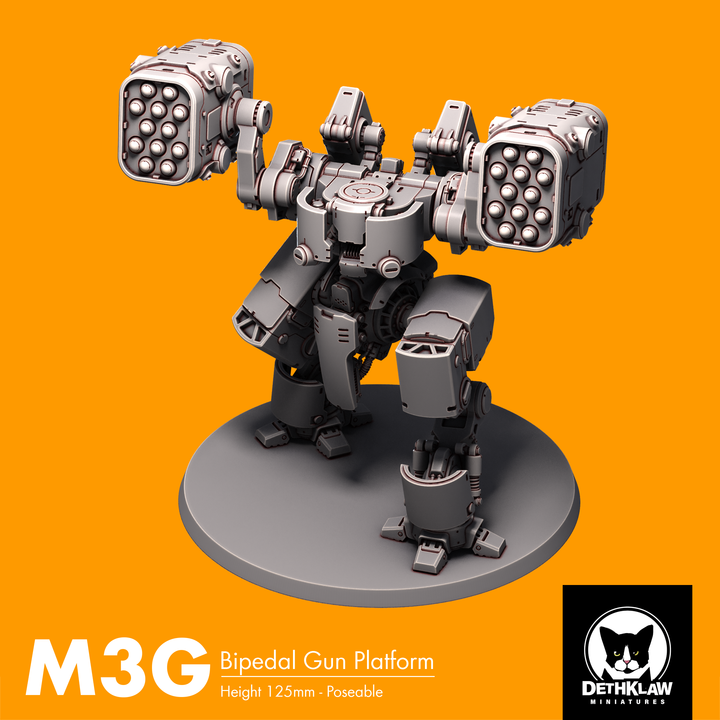 3D Printable M3G - Robot - Bipedal Gun Platform by DethKlaw Miniatures