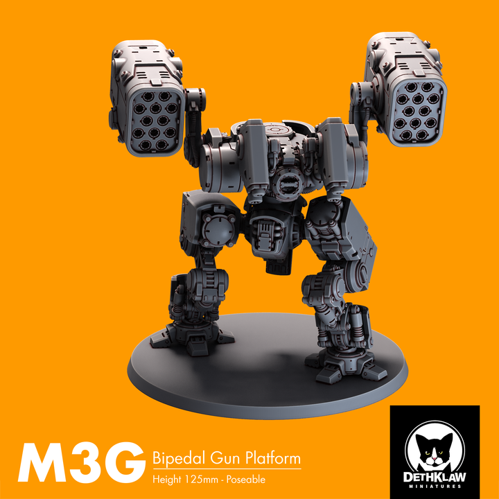 3D Printable M3G - Robot - Bipedal Gun Platform by DethKlaw Miniatures