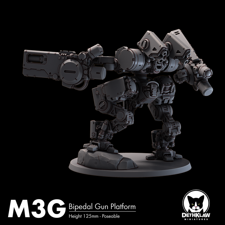 3D Printable M3G - Robot - Bipedal Gun Platform by DethKlaw Miniatures