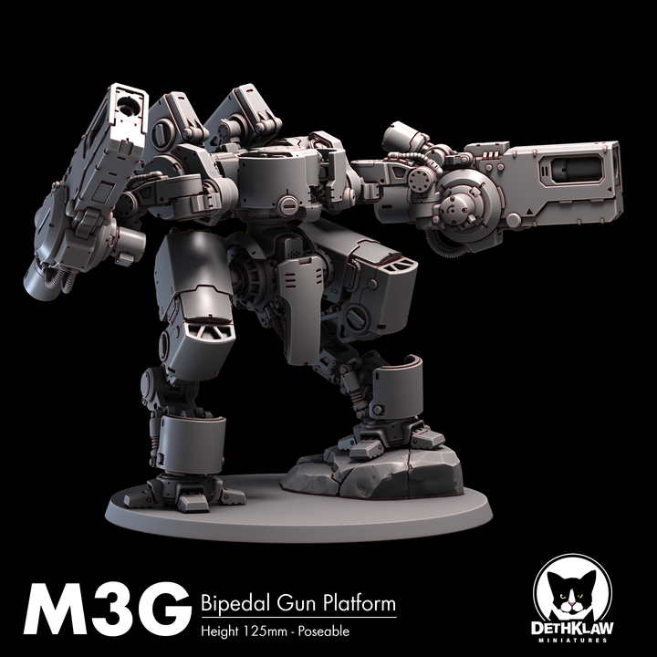 3D Printable M3G - Robot - Bipedal Gun Platform by DethKlaw Miniatures