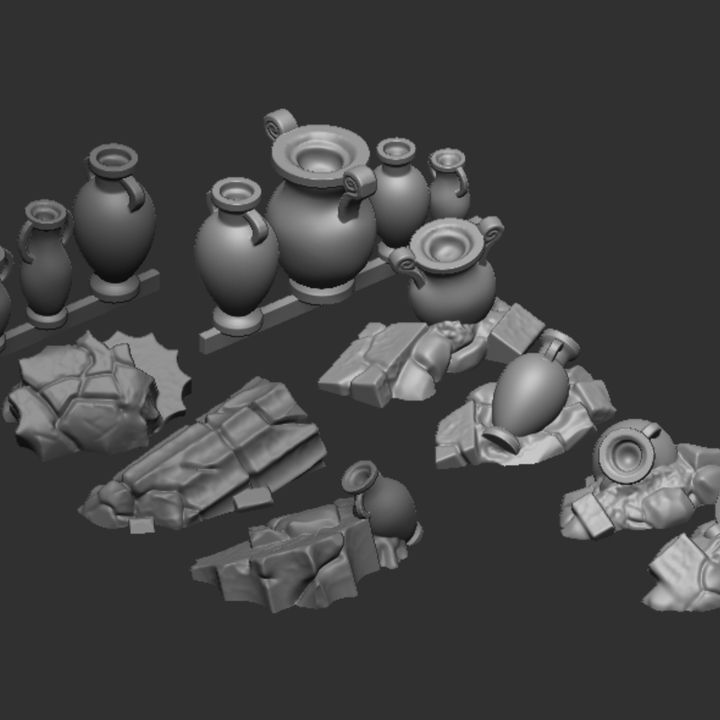 3D Printable Ancient Greek base elements small - urns and ruins by ...