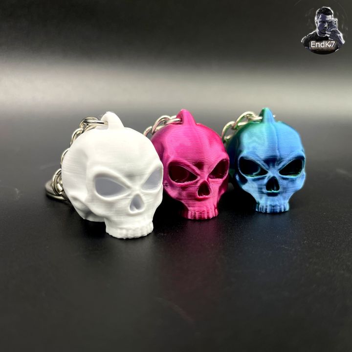 3D Printable Skull Keychain - Earrings by EndK7
