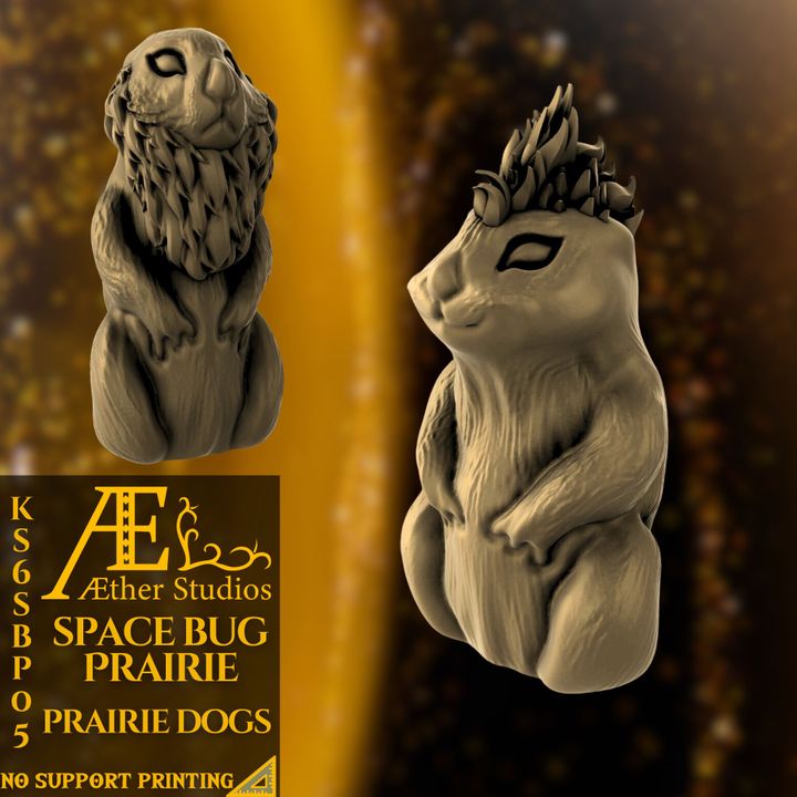 3D Printable KS6SBP05 - Space Bug Prairie Dogs by Aether Studios