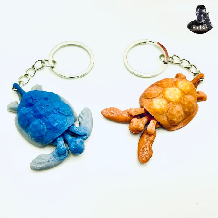 3D Printable Cute Tiny Turtle Keychain - flexi Fin - Articulated ...