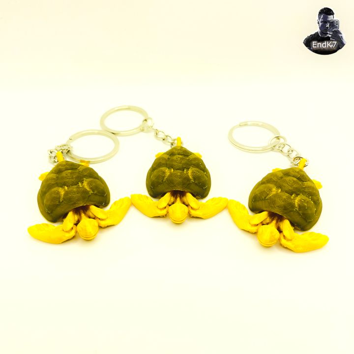 3D Printable Cute Tiny Turtle Keychain - flexi Fin - Articulated ...