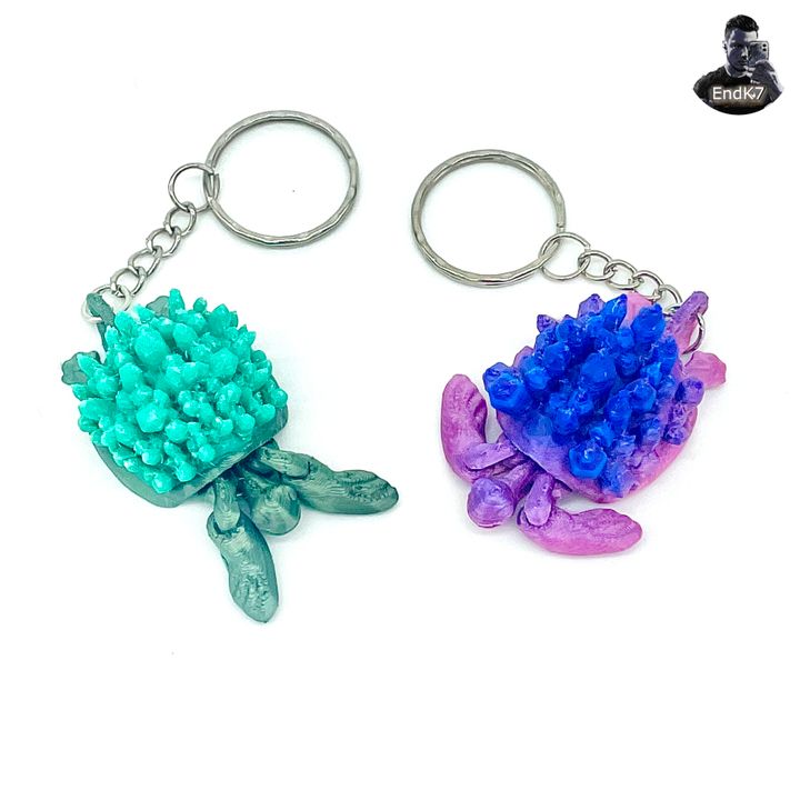3D Printable Crystal Turtle Keychain - Flexi Fin - Articulated - Print ...