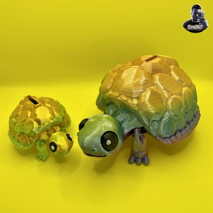 3D Printable Cute Turtle Piggy Bank - Money Box - No Supports - Flexi ...