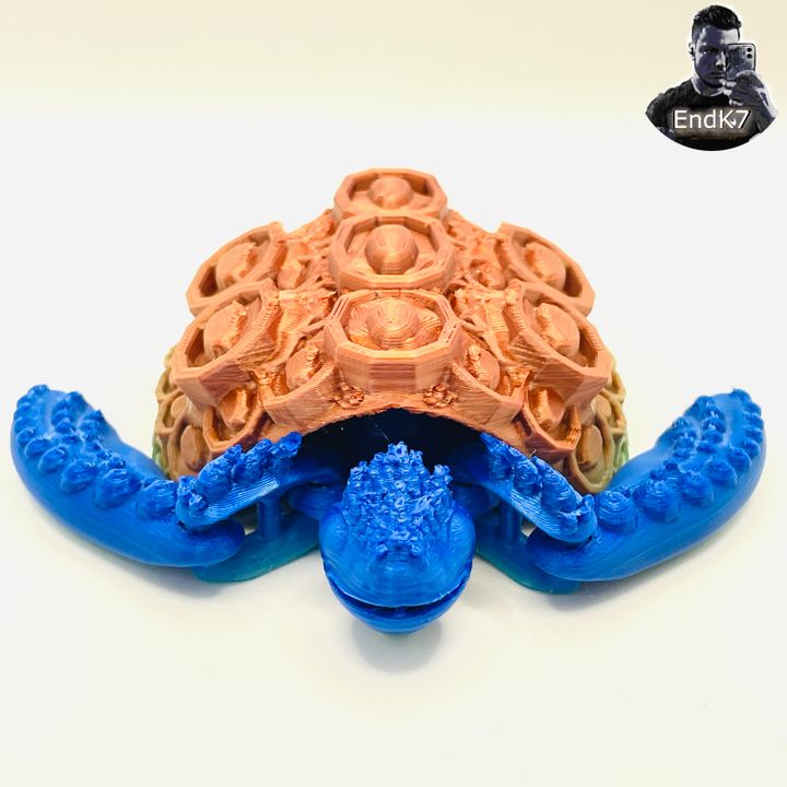 3d Printable Cute Articulated Turtles 2 Three Models Swappable Shell Print In Place No