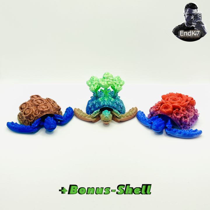 3D Printable Cute Articulated Turtles #2 - Three Models - Swappable ...