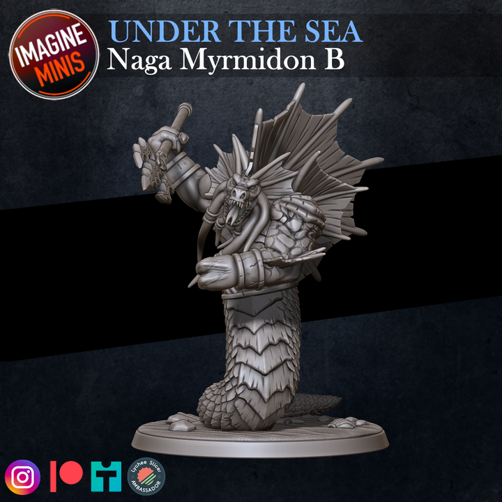 3D Printable Under The Sea - Naga Myrmidon B by Imagine Minis
