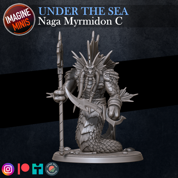 3D Printable Under The Sea - Naga Myrmidon C by Imagine Minis