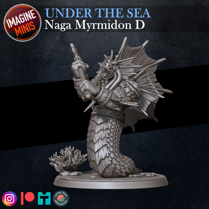 3D Printable Under The Sea - Naga Myrmidon D by Imagine Minis