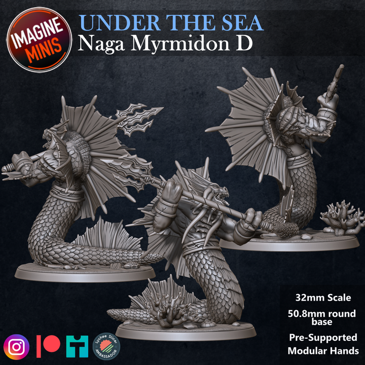 3D Printable Under The Sea - Naga Myrmidon D by Imagine Minis