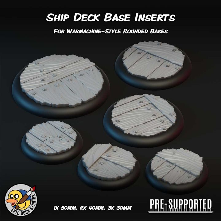 3D Printable Ship Deck Base Inserts - for Warmachine style round bases ...