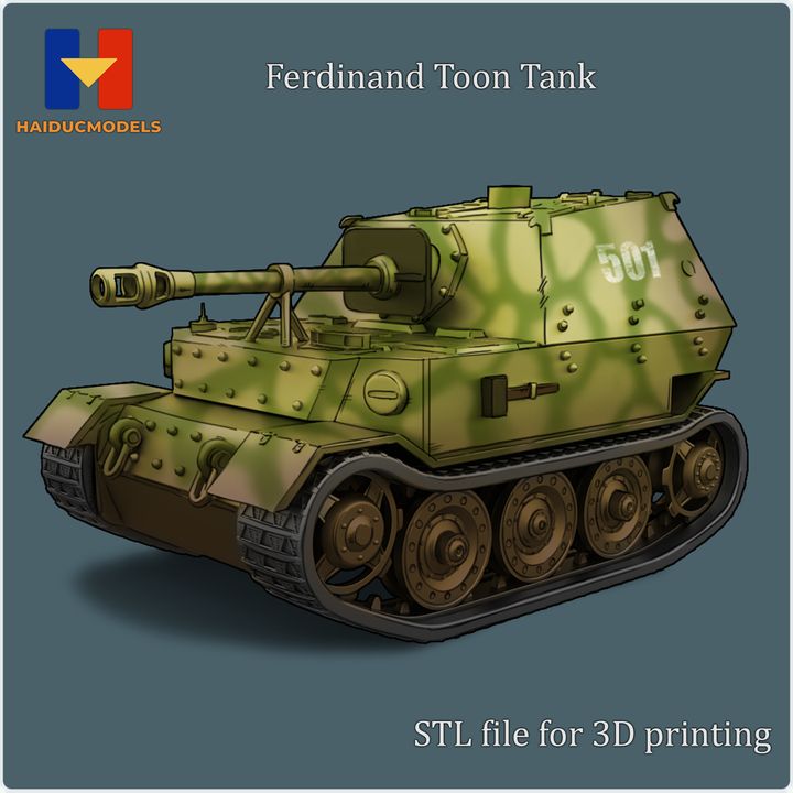 3D Printable Ferdinand Toon Tank 3D print model STL by Radu Burlea