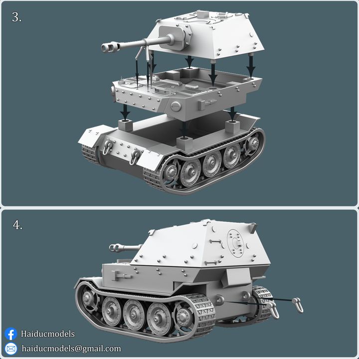 3D Printable Ferdinand Toon Tank 3D print model STL by Radu Burlea