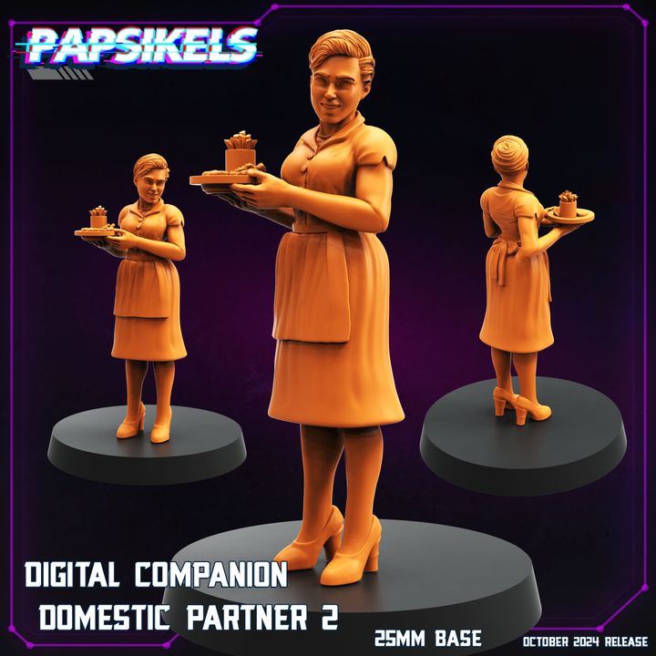 3D Printable DIGITAL COMPANION DOMESTIC PARTNER by PAPSIKELS MINIATURES
