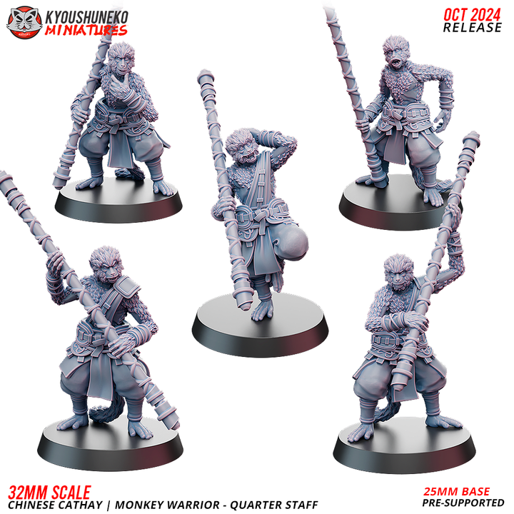 3D Printable Monkey Warrior - Quarter Staff | Chinese Cathay by ...