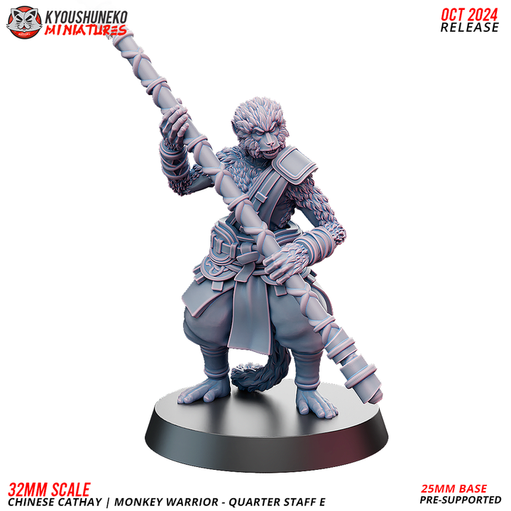 3D Printable Monkey Warrior - Quarter Staff | Chinese Cathay by ...