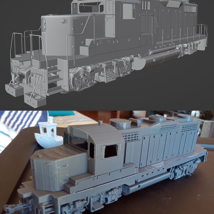 3D Printable EMD GP20 Diesel Train Locomotive by Manos Liolios