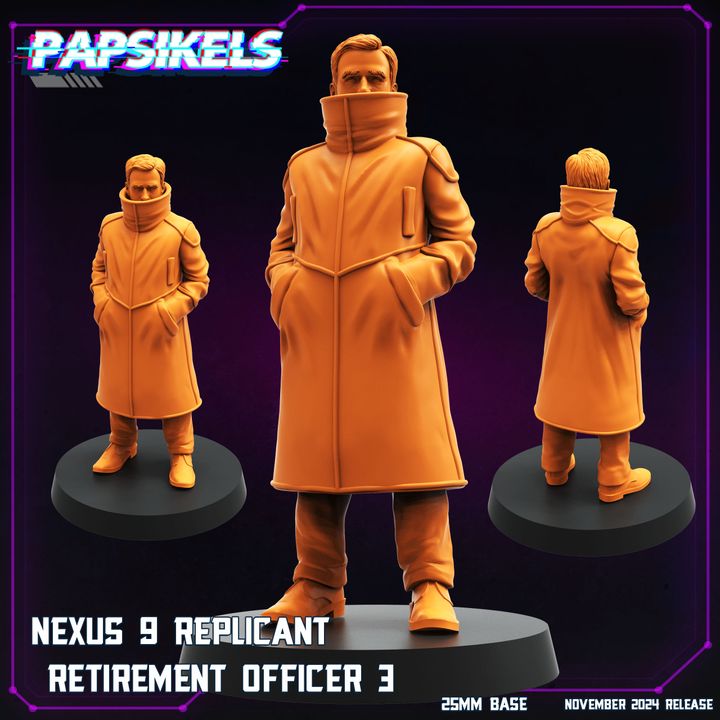 3D Printable NEXUS 9 REPLICANT RETIREMENT OFFICER by PAPSIKELS MINIATURES