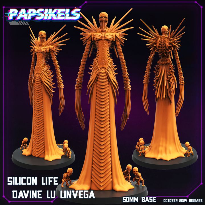 3D Printable SILICON LIFE DAVINE LU LINVEGA by PAPSIKELS MINIATURES