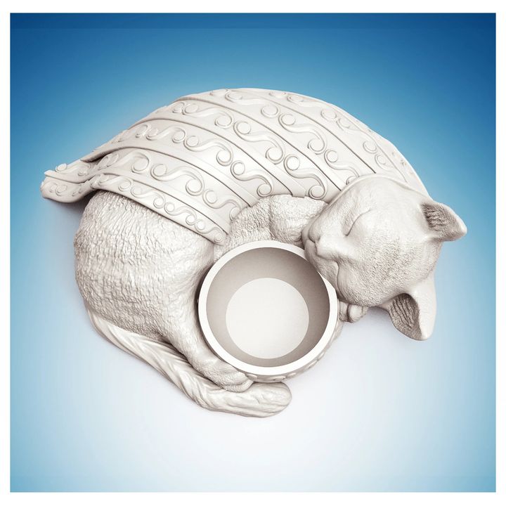 3D Printable Sleeping Cat Animal Planter - STL Format 3D Printable ...