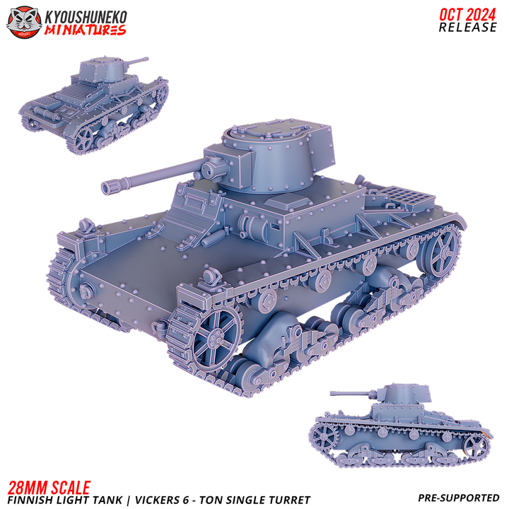 3D Printable Vickers 6 - Ton Single Turret | Finnish Light Tank ww2 by ...