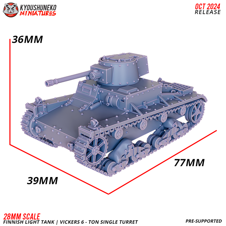 3D Printable Vickers 6 - Ton Single Turret | Finnish Light Tank ww2 by ...