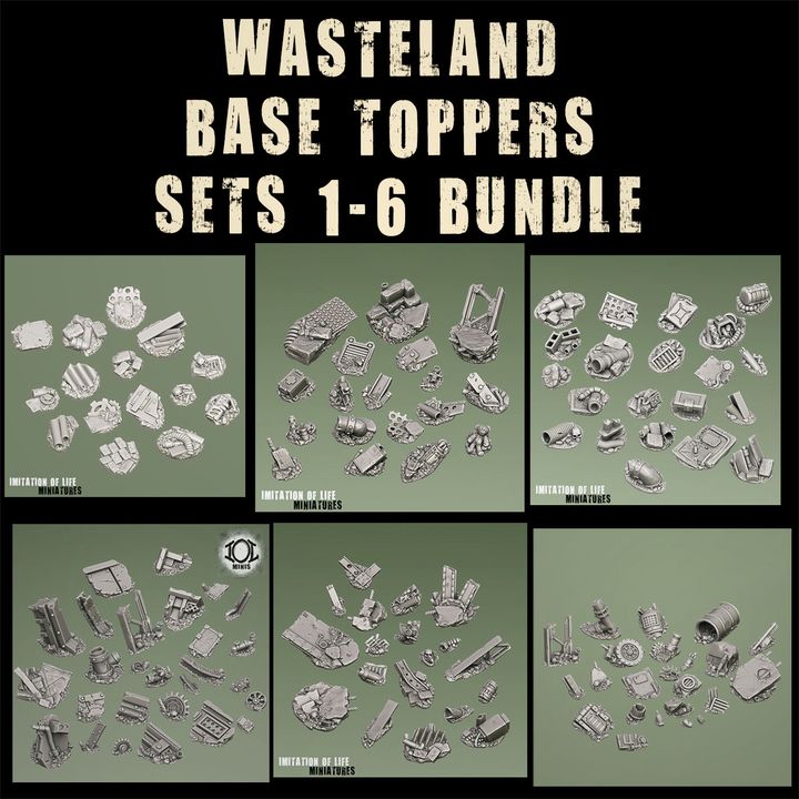 3D Printable Wasteland Base Toppers Set 1-6 Bundle. Supportfree ...