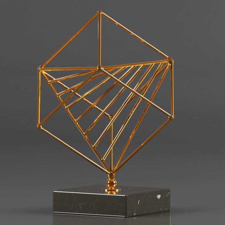 3D Printable Art Amaze Abstract Figure Gold Decor Accent by Nguyen Bin