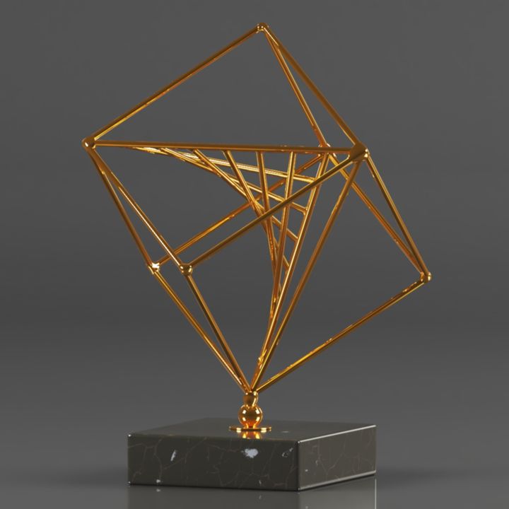 3D Printable Art Amaze Abstract Figure Gold Decor Accent by Nguyen Bin