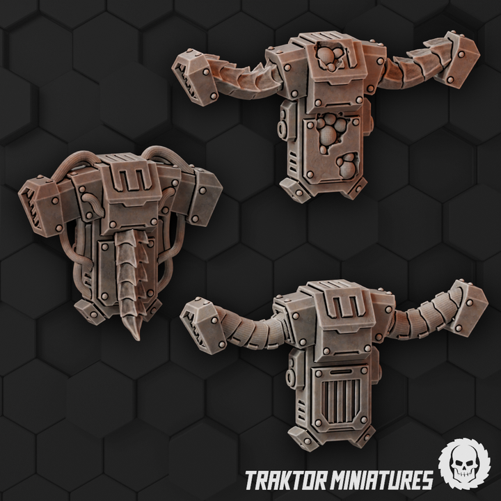 3D Printable Mk Hex Plague Tyrant Backpacks by Traktor Miniatures
